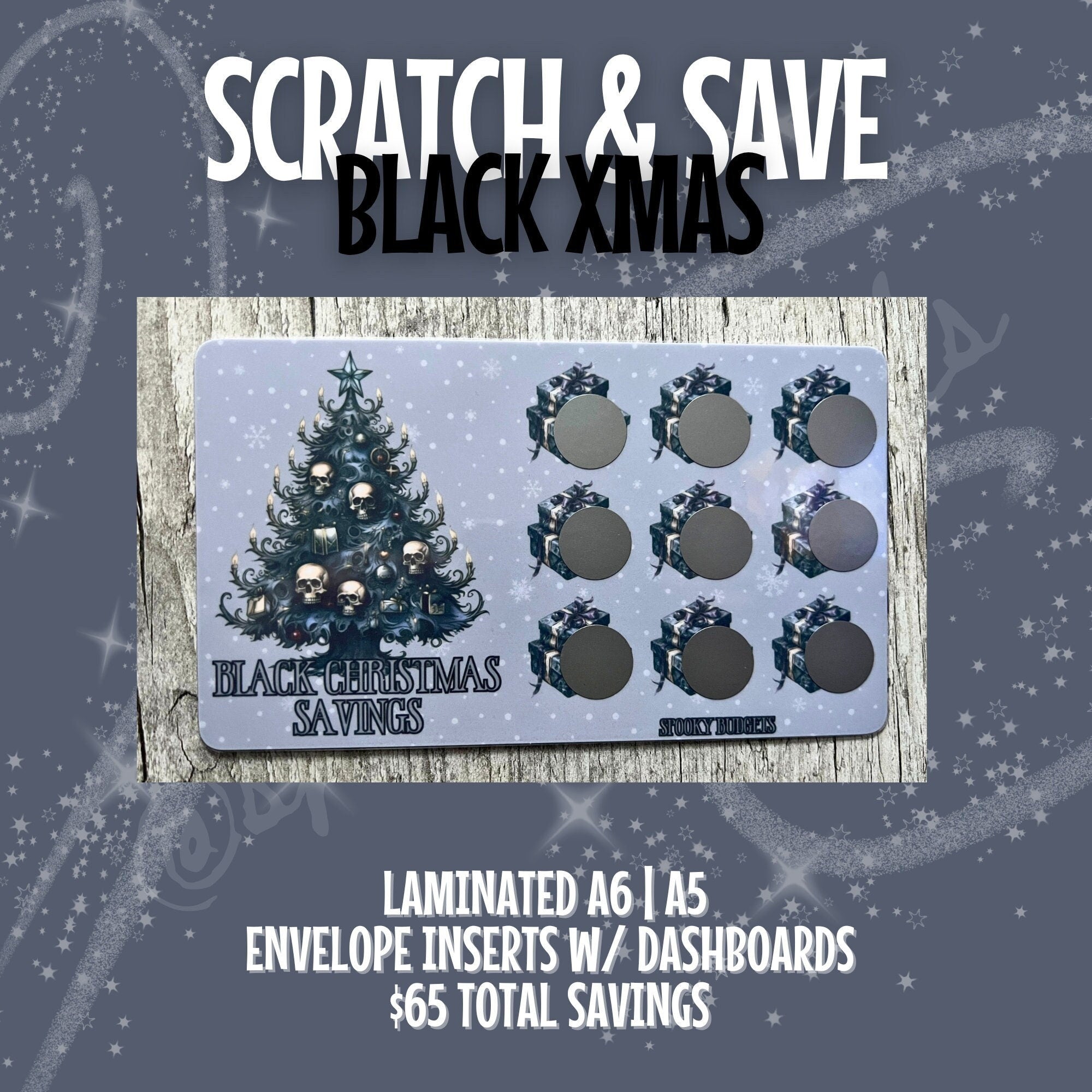 Black Christmas Scratch & Save Laminated Challenge w/ Dashboard A6 A5 ...